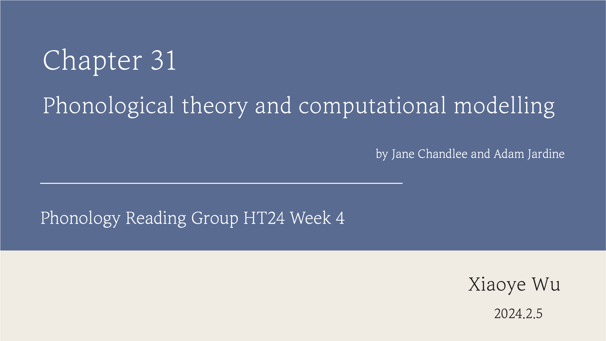Phonological Theory and Computational Modelling | Xiaoye Wu